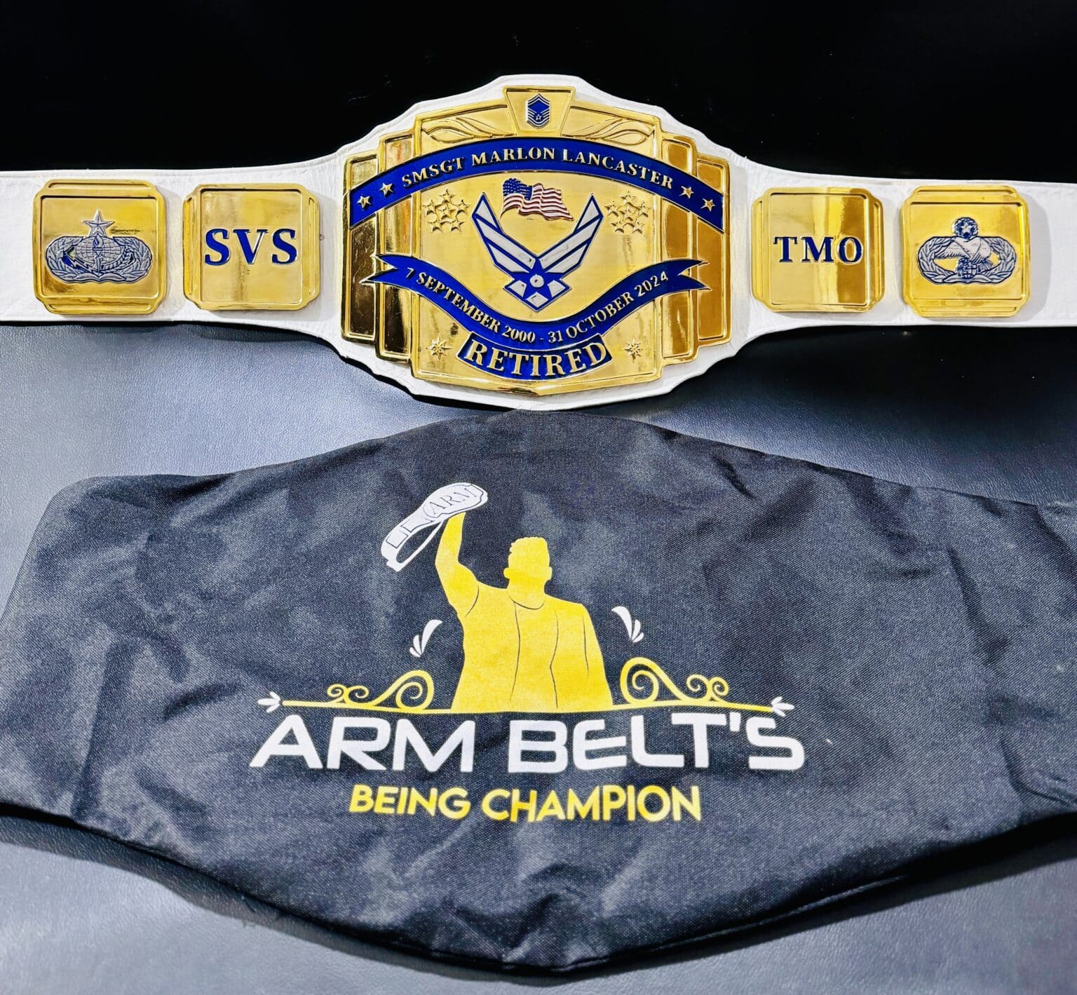 Personalized MSGT Retired Belt | Custom Military Tribute Championship Belt